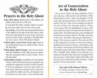 Prayers to the Holy Ghost † – Our Lady of the Rosary Library